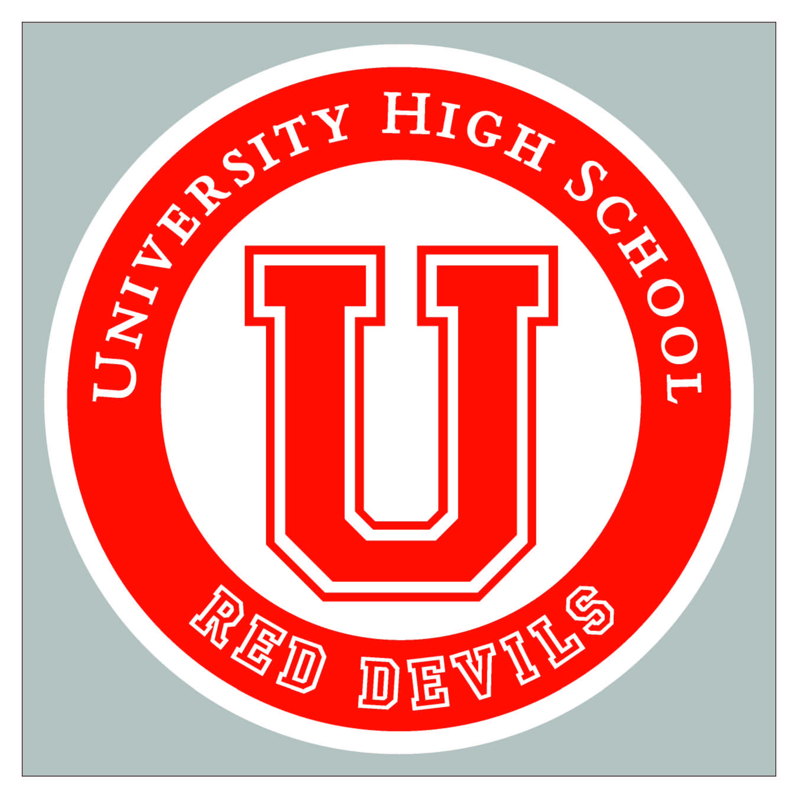 4 Round University High School Red Devils Sticker